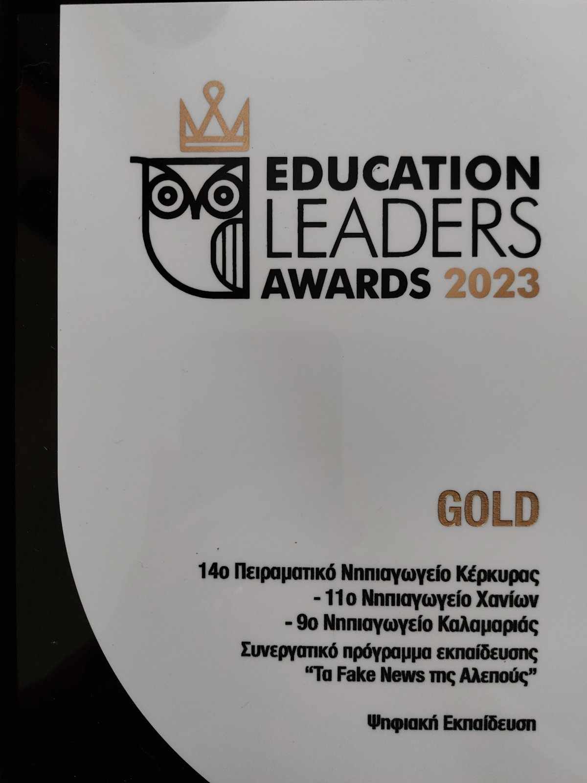 Education Leaders Awards 2023: Χρυσό Βραβείο στο 11ο Νηπιαγωγείο Χανίων ...